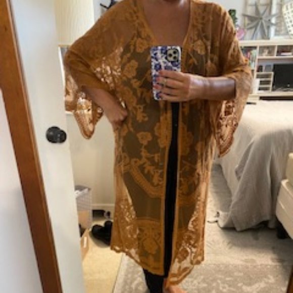 She + Sky | Tops | She And Sky Size L Rust Colored Duster Overlay ...
